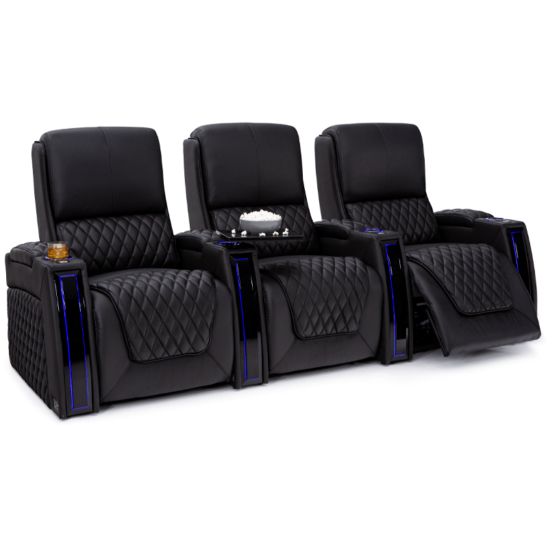 Seatcraft Apex Black Row of 3 Home Theater Seating