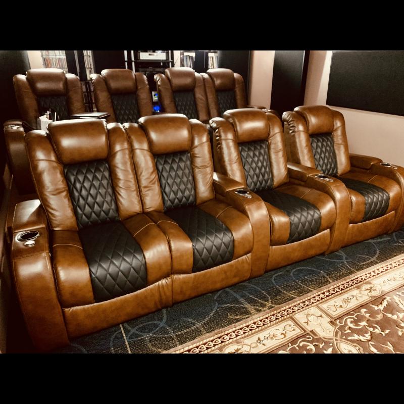 Diamante CoolZeroᵀᴹ Two-Tone Italian Leather Home Theater Seats