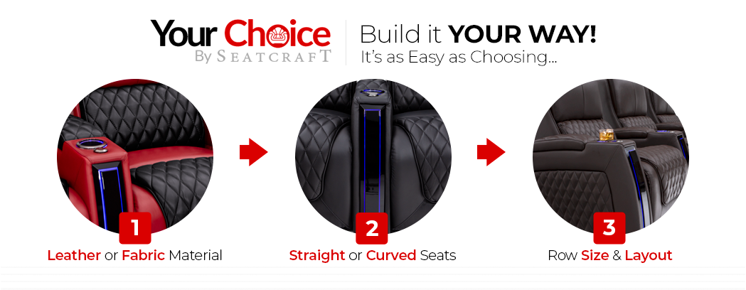 Your Choice Home Theater Seating by Seatcraft, Fully Customized - 4seating